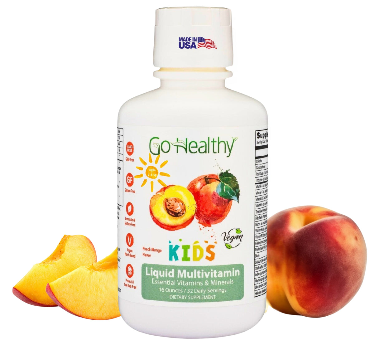Liquid Multivitamin for Kids w/ Organic Folate, Vegetarian, Whole Food ...